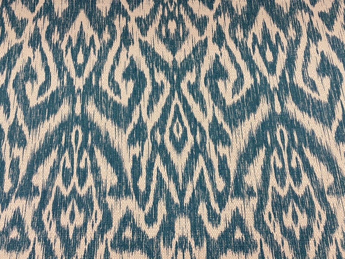 Aqua Ikat Fabric Knotted Sash Aqua Linen Mix Fabric | Warner House