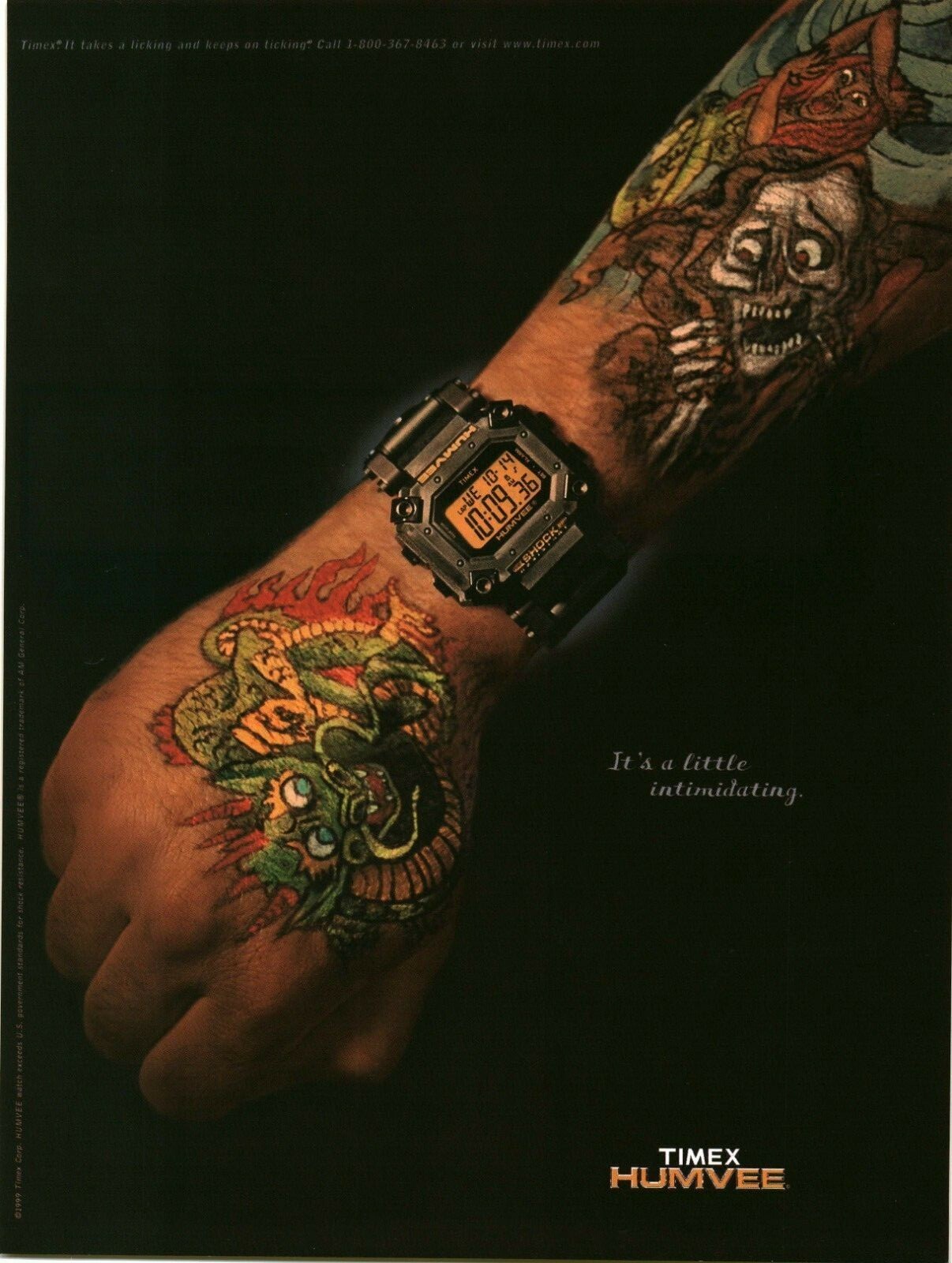 1999 VINTAGE PRINT AD - TIMEX WATCH AD - TIMEX HUMVEE .. TATOO'S ...