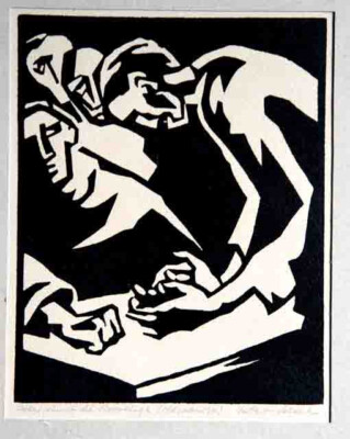 Kunstdruck Holzschnitt Judas Silberlinge Herbert Seidel handsigniert ...