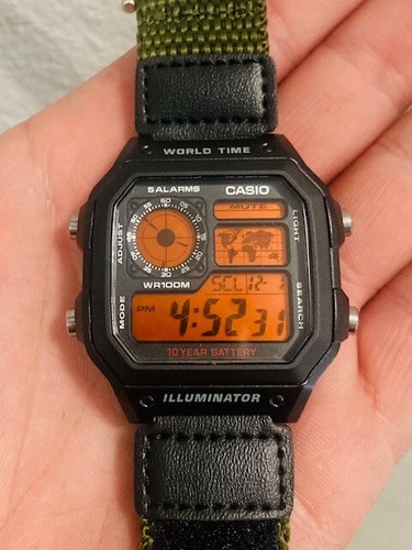 Custom Casio World Time Illuminator with color face mod wristwatch | eBay