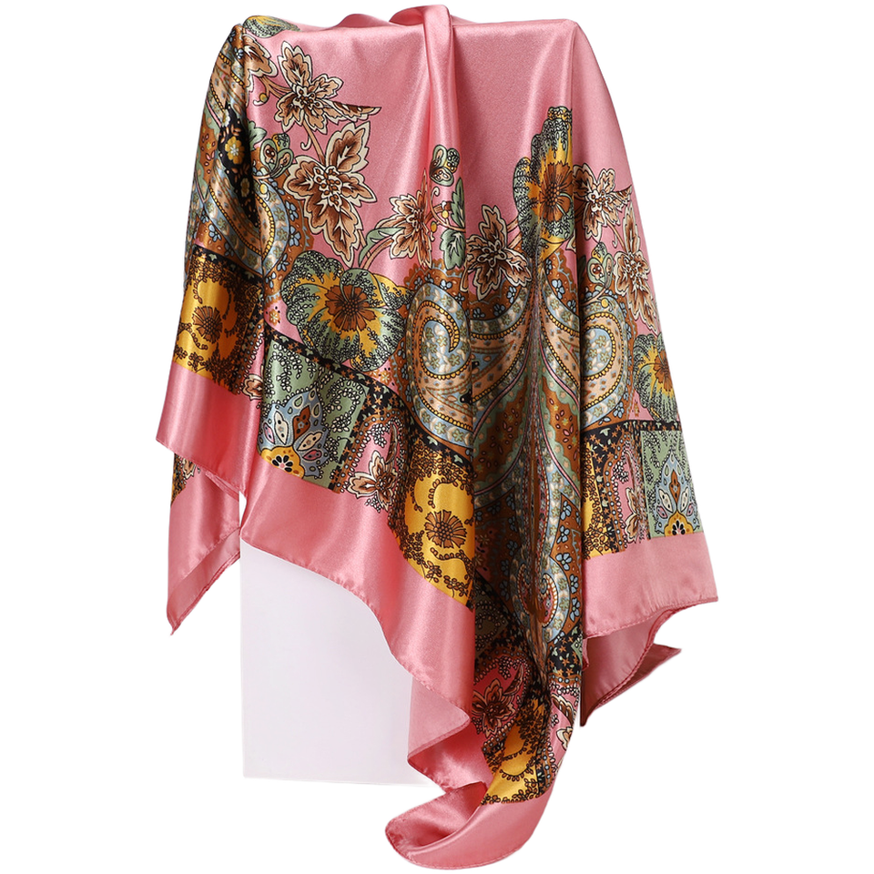 Cashew Pattern Polyester Twill Scarf for Women Square Shawl 90 ...