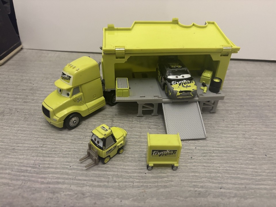 Disney Pixar Cars Trunk Fresh 34 Hauler Truck And Racer | eBay UK