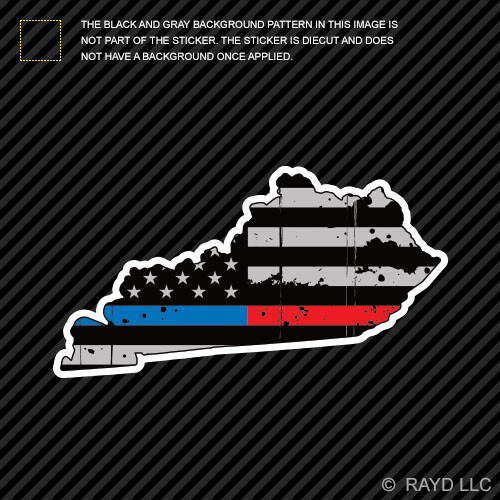 Distressed Thin Blue Red Line Kentucky State Shaped Subdued US Flag ...