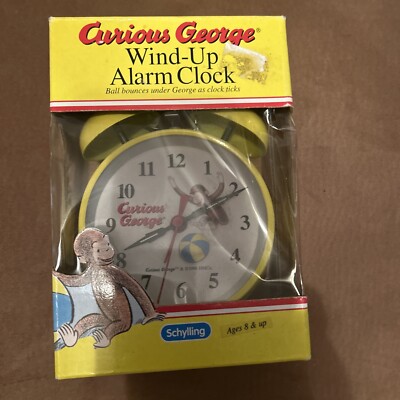 1998 Curious George Yellow Twin Bell Alarm Clock, Schylling-New | eBay