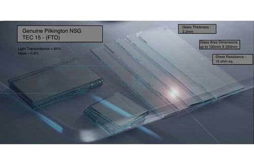 FTO coated conductive Glass 75mm*75mm*3.2mm, 15 ohm/sq,6pcs. NSG - TEC ...