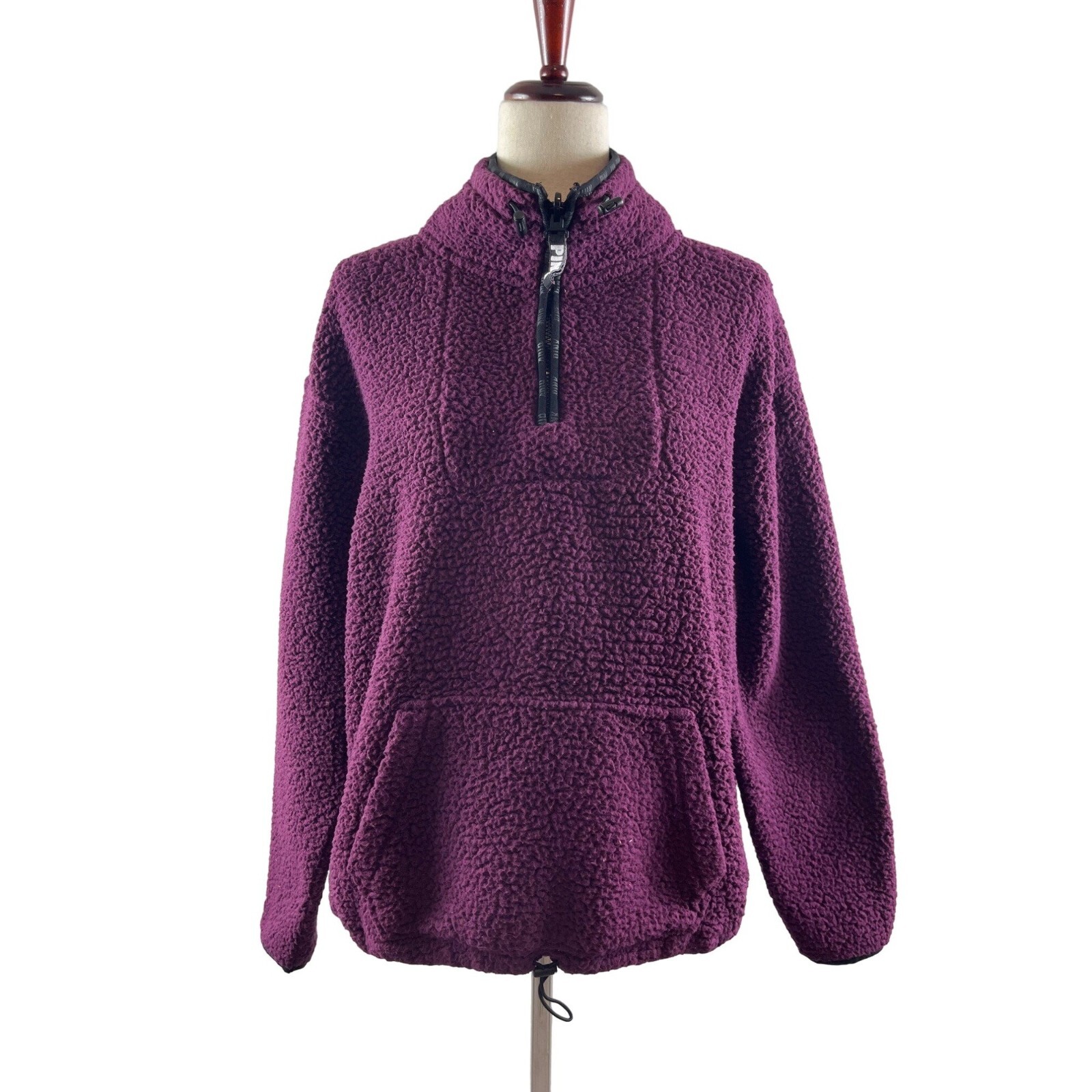 Victoria’s Secret PINK Wubby Nubby 1/2 Zip Sweater Size Medium Burgundy ...