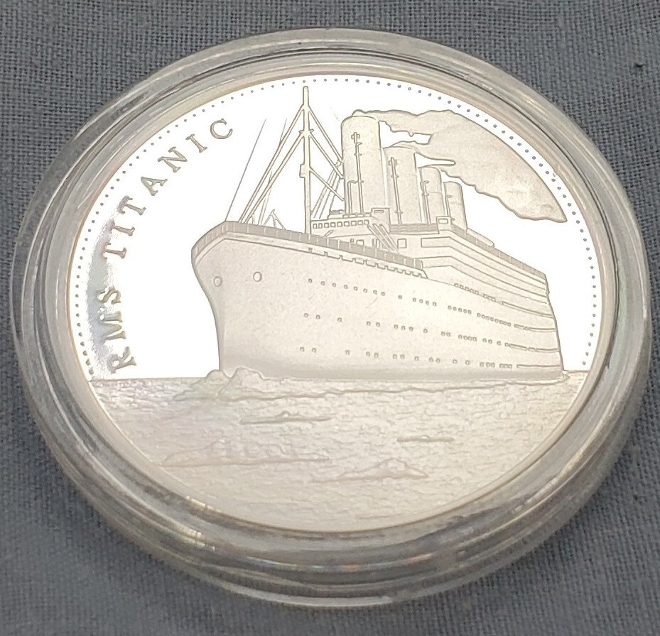 TITANIC Silver Map Coin Never Removed from Case Ocean Nautical Sinking ...