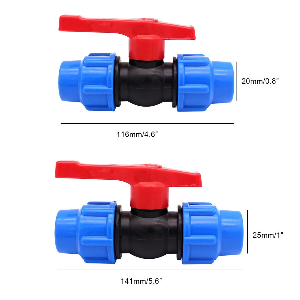 Stop Tap Valve 20mm 25mm In-Line Ball Valve Blue Water Pipe Coupler ...