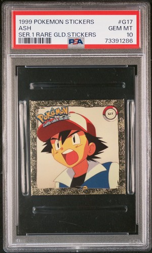 Ash G17 *POP 1* Pokemon Series 1 Rare Gold Stickers 1999 PSA 10 Gem ...