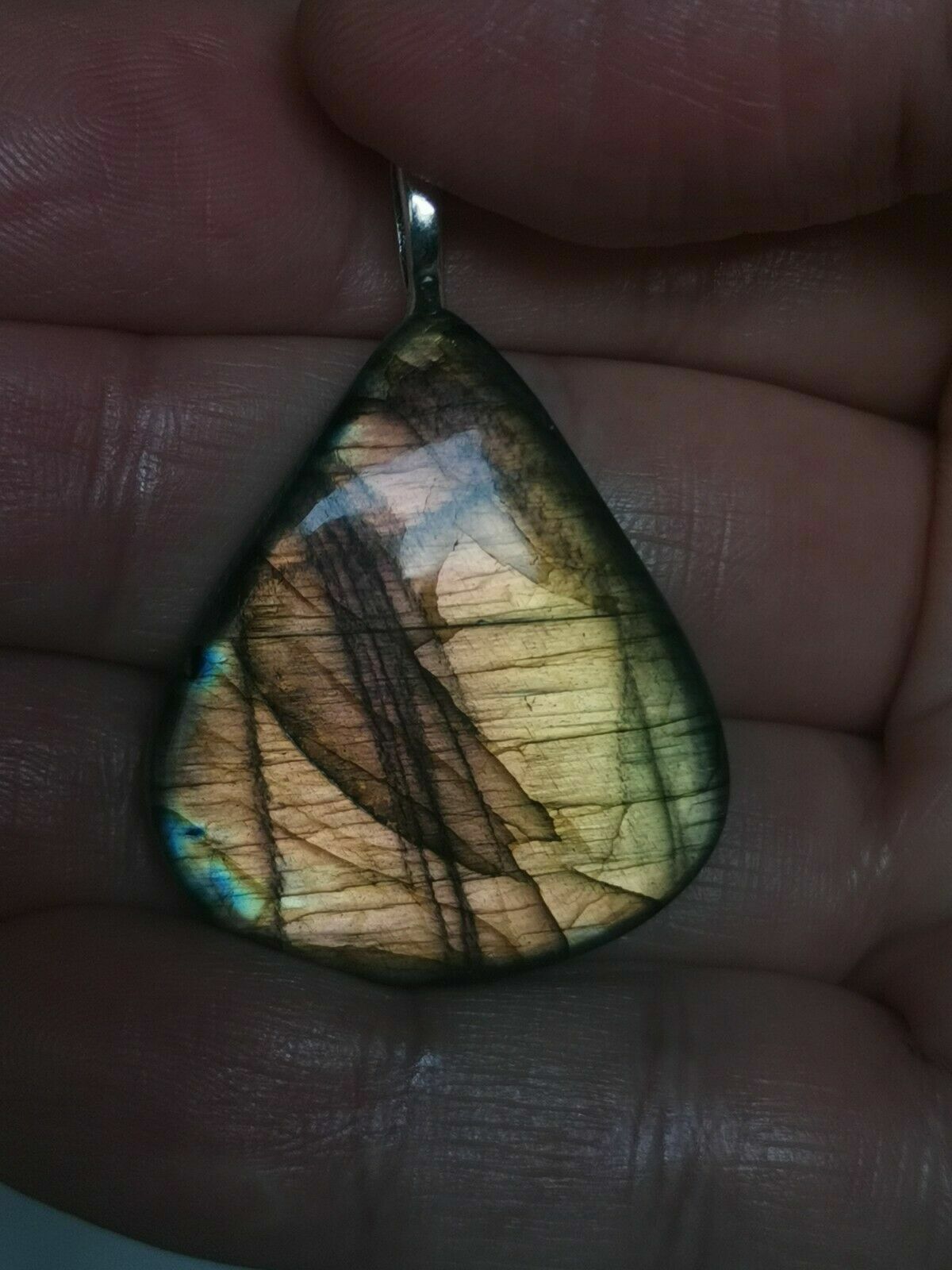 Genuine Natural Orange Madagascar Labradorite Pearl Cab Gemstone ...