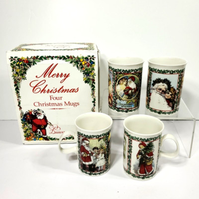Dunoon 4 Cup Mugs Christmas Cheer Series Made in Scotland Victorian New ...