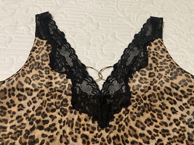 Valerie Stevens Intimates Long Sheer Nightgown Size Medium Leopard ...