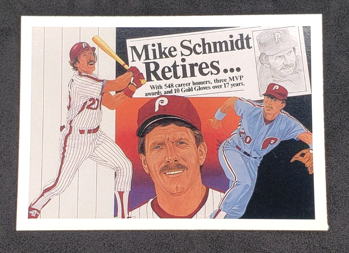 1990 Upper Deck Baseball Mike Schmidt Retires Card #20 Philadelphia ...