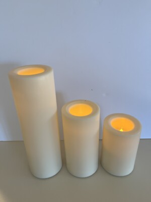 MerchSource Flameless Wax Scented Pillar Candle Flame Battery Operated ...