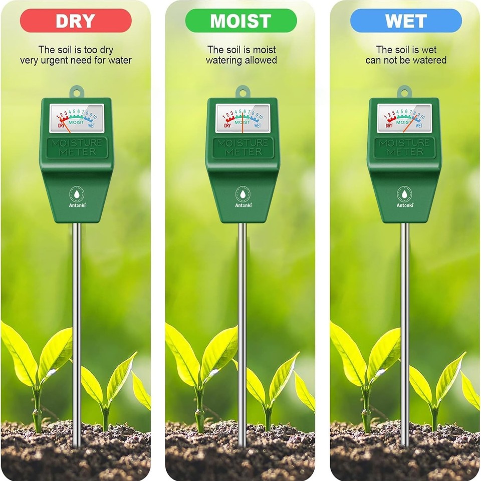 Antonki 2-Pack Soil Moisture Meter Plant Water Tester Hygrometer for ...
