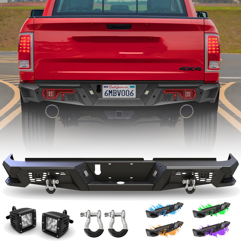 2 IN 1 Front Bumper Assembly +Rear Bumper w/D Rings For 2013-2018 Dodge ...