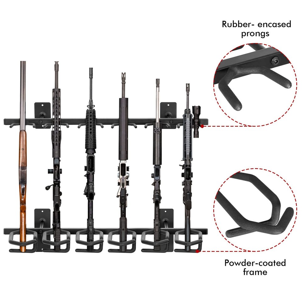 Indoor Gun Racks for Wall 6-Slot Vertical Gun Rack Wall Mount, Rifle ...