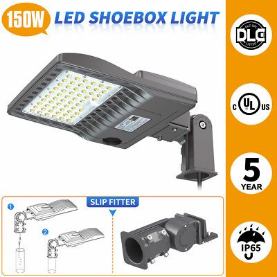 480V LED Parking Lot Bulb 150W Pole Mounted Shoebox Fixture Street Area ...