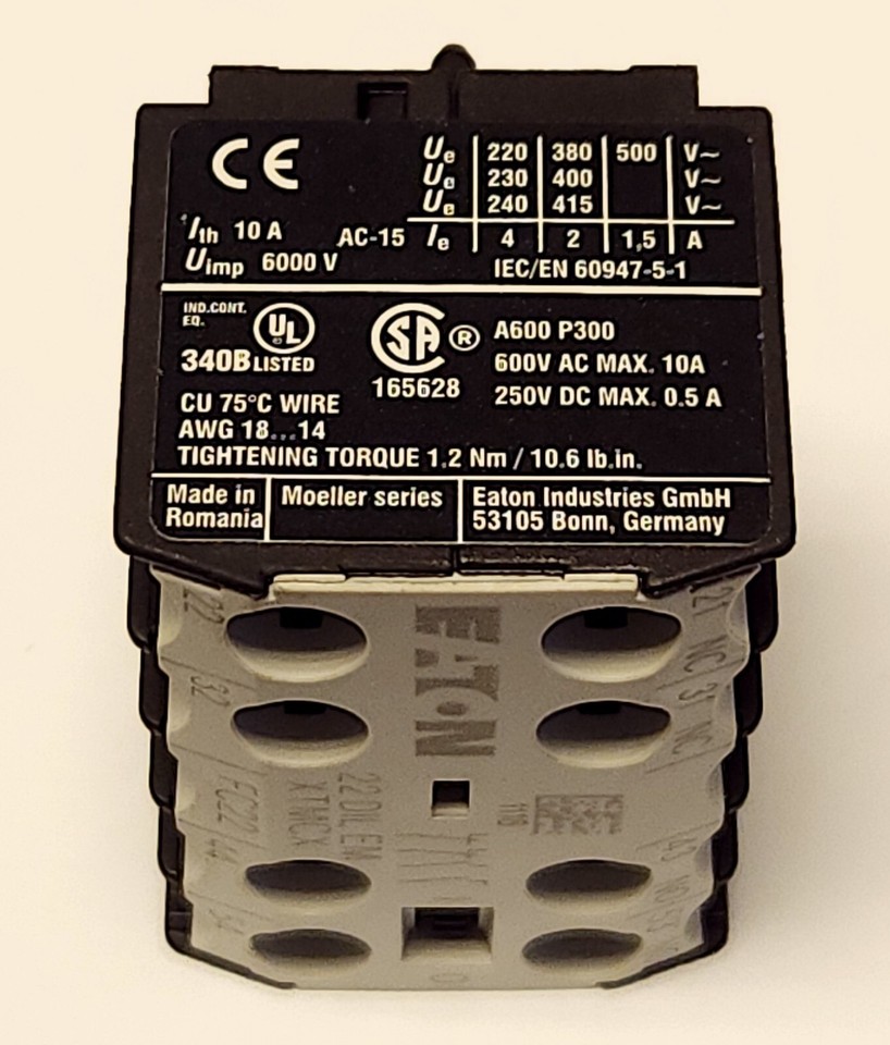 EATON 22 DIL EM XTMCX FC22 Top Mount Auxiliary Contact | eBay