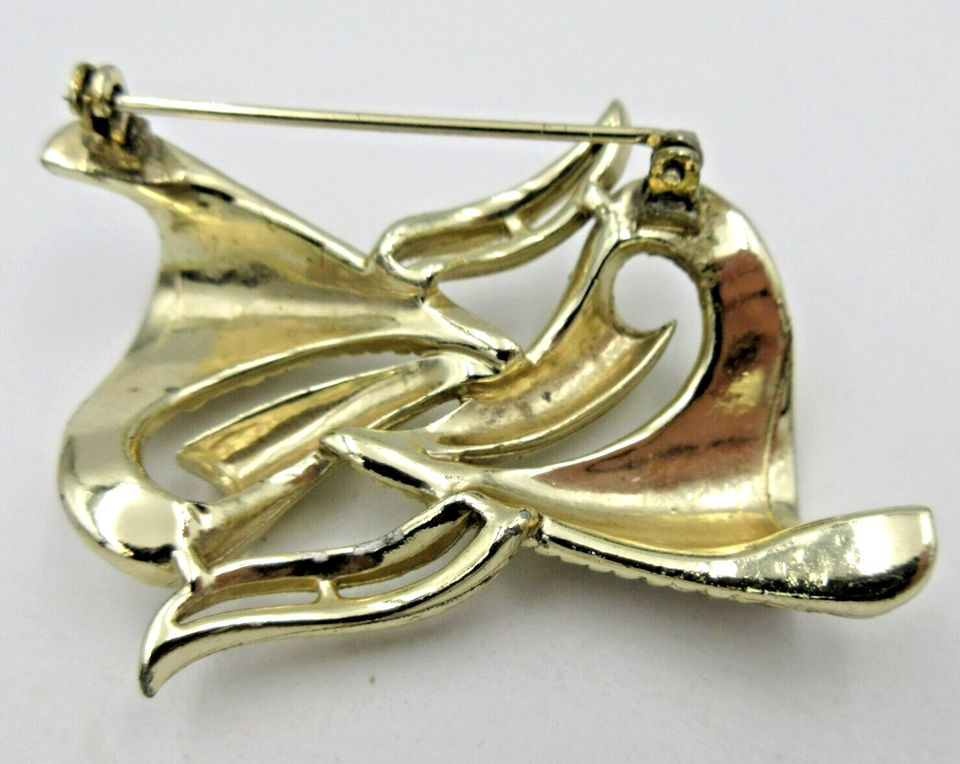 Vtg large brushed gold tone metal textured parts open work geometric ...