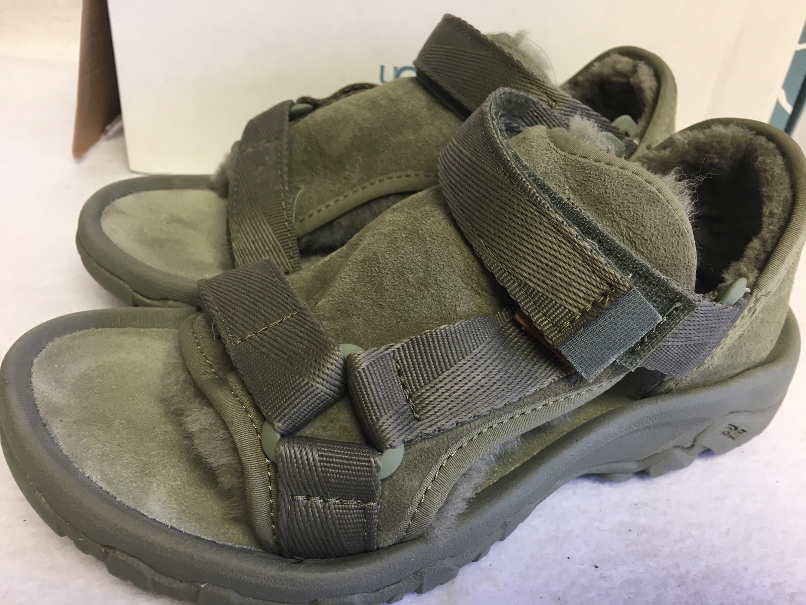 TEVA UGG COLLAB Burnt Olive SHEEPSKIN STRAPPY SANDALS multiple sizes ...