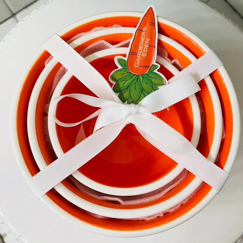 Terramoto Ceramic Spring Easter Bunny's Carrot 3 Nesting Bowl Set ...