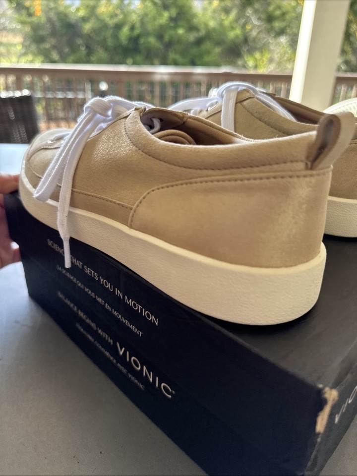 Vionic Winny Gold Metallic Leather Sneaker Women's sizes 8 NEW!! Lace ...