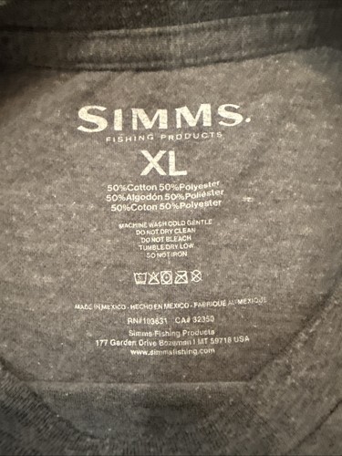 SIMMS Fishing Products T-Shirt, Men’s, XL, Light Gray Bozeman MT. (33 ...