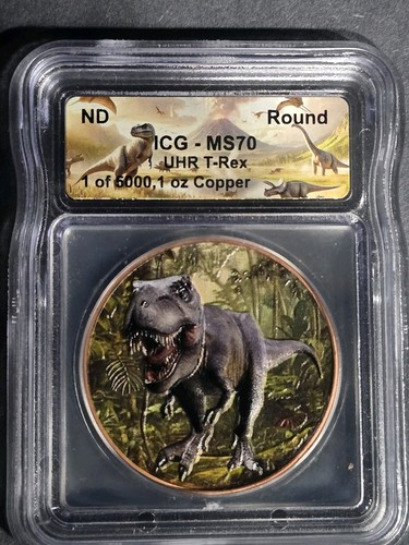 ICG MS70 T-Rex 3D ULTRA HIGH RELIEF 1oz Copper Round. 1 of 5000 ...