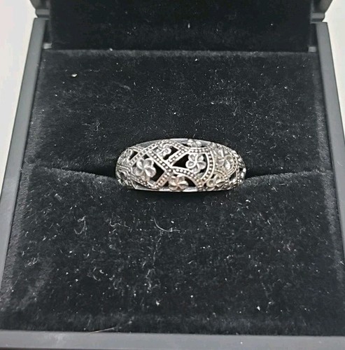 Vintage Sterling Silver Floral Dome Open Work Ring Size 7.7-8 3.6gm | eBay