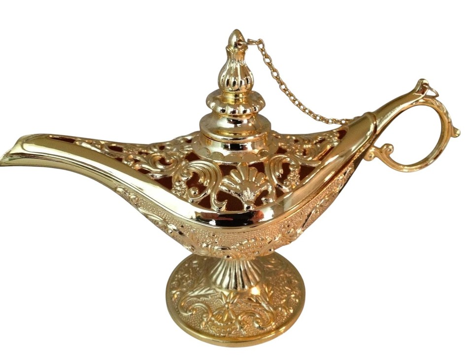 ALADDIN GENIE MAGIC LAMP ALADDIN'S LAMP - AUTHENTIC GOLD COLOR | eBay ...