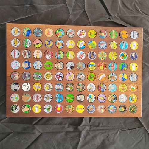 96 Geocaching Pathtags magneticaly mounted On A 12 x10" Wooden Plaque ...