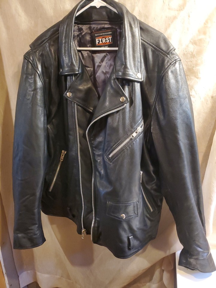 Mens concealed carry Leather Jacket Black 3XL zip liner First Mfg Co ...