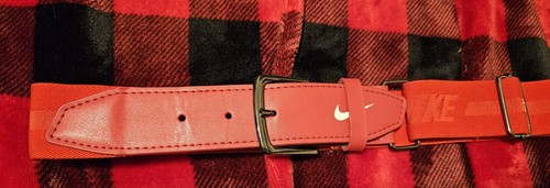 Nike Unisex Belt One Size Red Logo Swoosh Baseball Athletic Adjustable ...