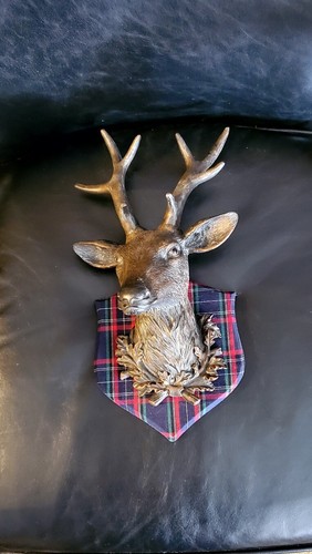 Deer Head On Padded Plaid Shield | eBay
