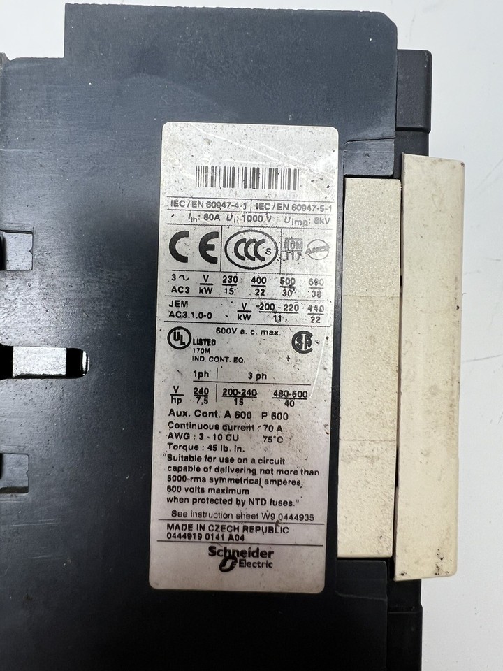 Schneider Electric Telemecanique LC1 D5011 D50 Contactor 120 v coil | eBay