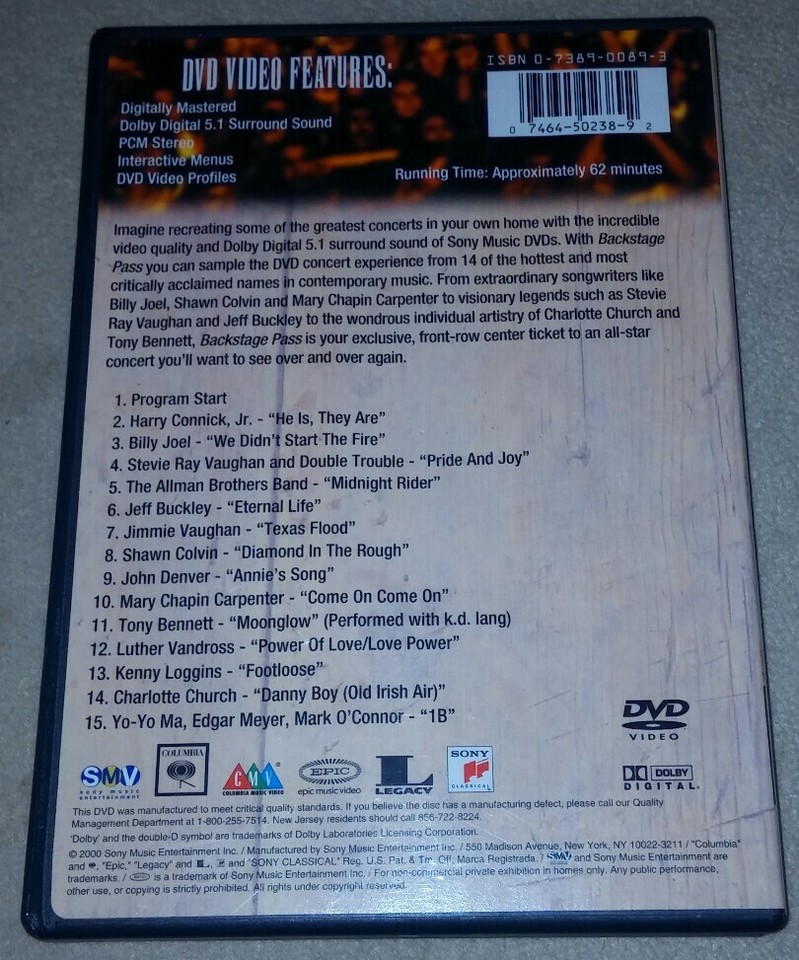 Backstage Pass - DVD Concert Collection DVD 74645023892| eBay