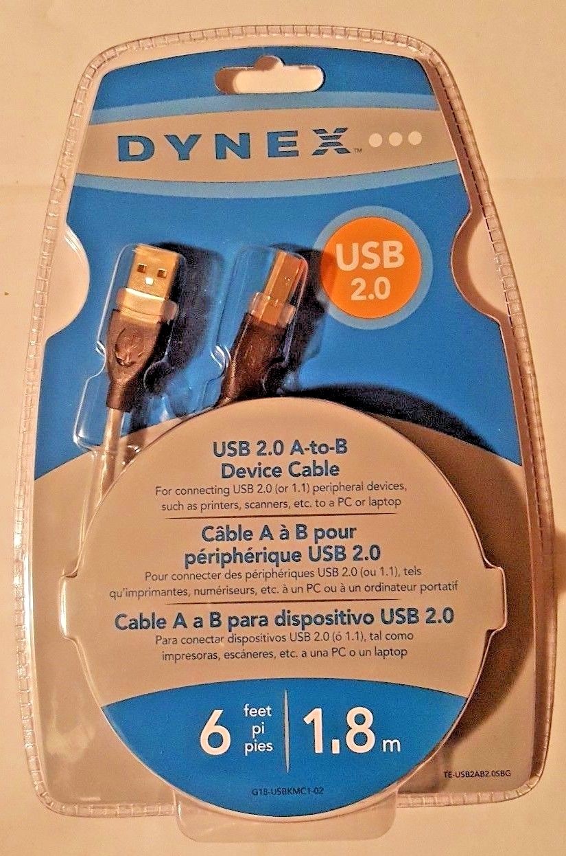 Dynex USB 2.0 A-to-B Printer Peripheral Device Cable | eBay