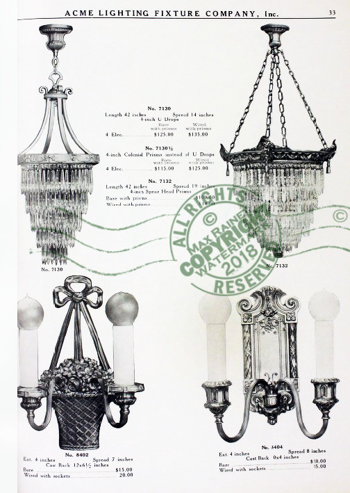 Acme Lighting Fixture Co 1922 Samples CATALOG chandeliers sconce lamps ...
