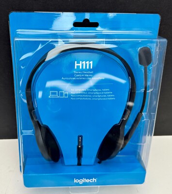 New Genuine Logitech H111 Stereo Headset Black 981-000612 | eBay