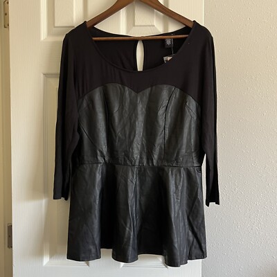 Torrid Black Stretchy Faux Patent Leather Sweetheart Peplum Keyhole ...