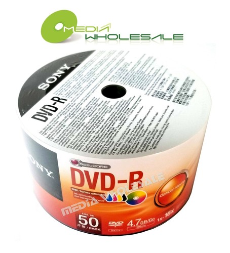 Sony DVD-R DVDR White Inkjet Hub Printable Media Disc - 50pcs ...