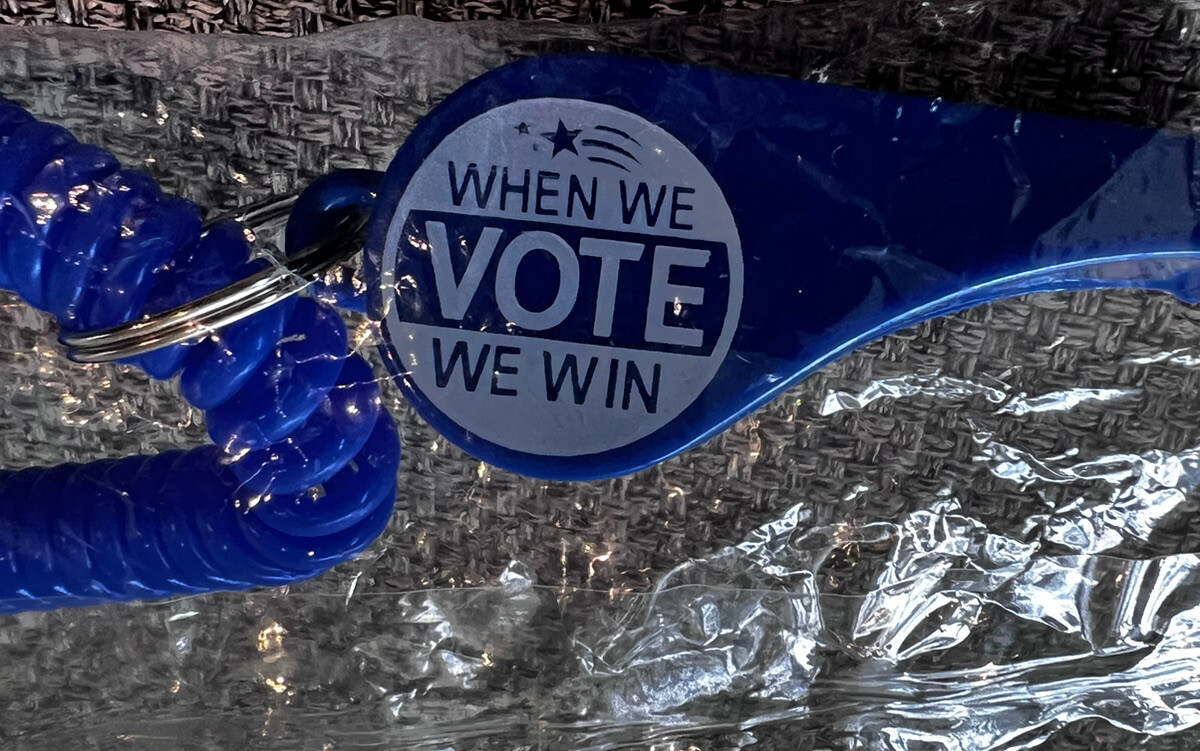 New NIP When We Vote We Win Blue Keychain Whistle Cord Bracelet Get Out ...