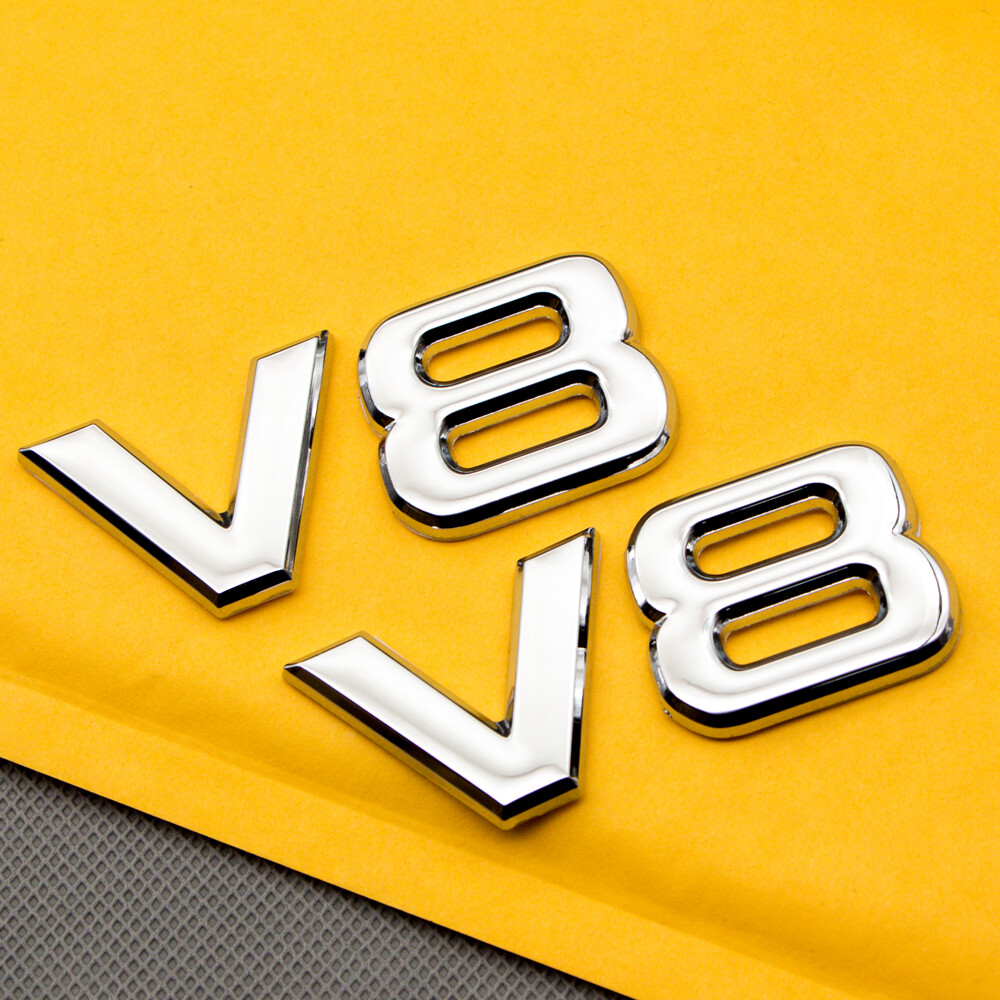 2x Chrome Metal V8 Emblem Logo Rear Trunk Fender Engine Car Badge ...