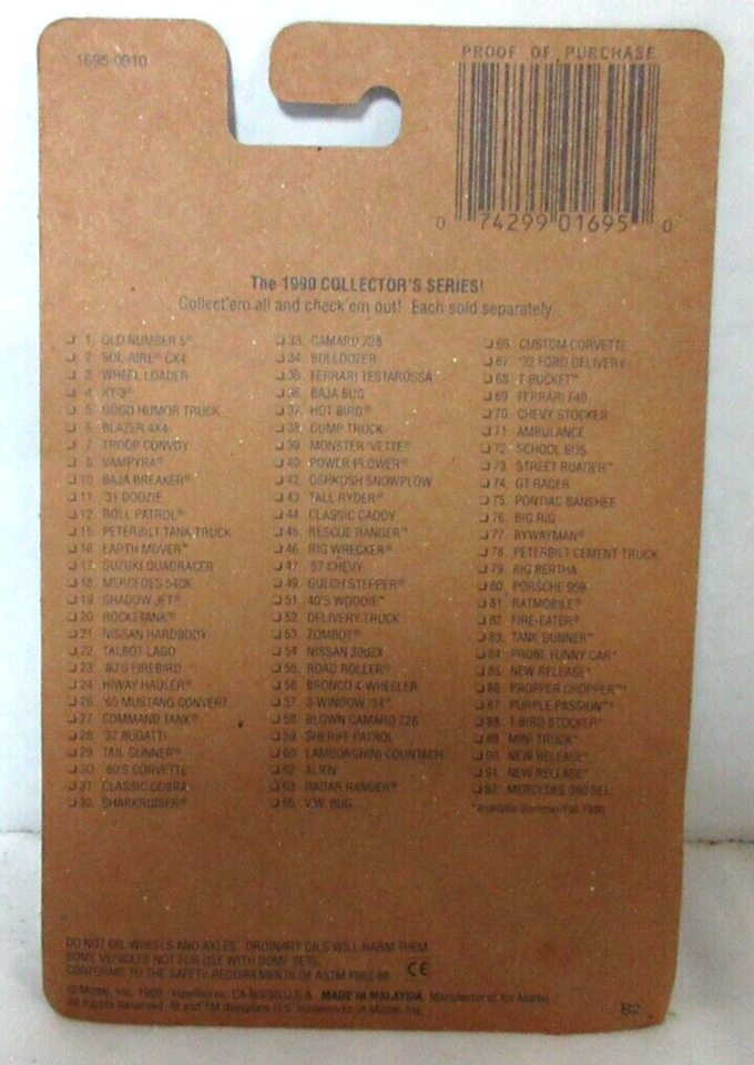 Vintage 1989 -Blue- Hot Wheels Old Number 5 1695 Card #1 | eBay