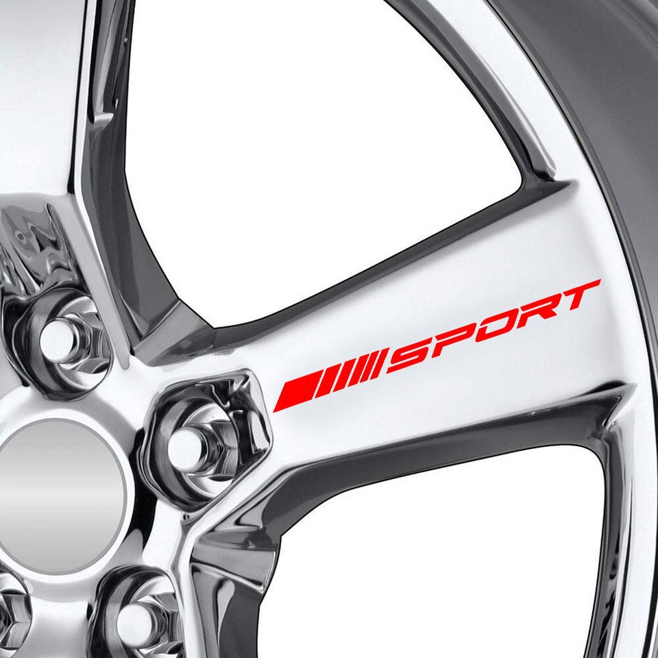 4Pcs SPORT Logo Car Rims Wheel Hub Racing Stickers Strip Decal Car ...