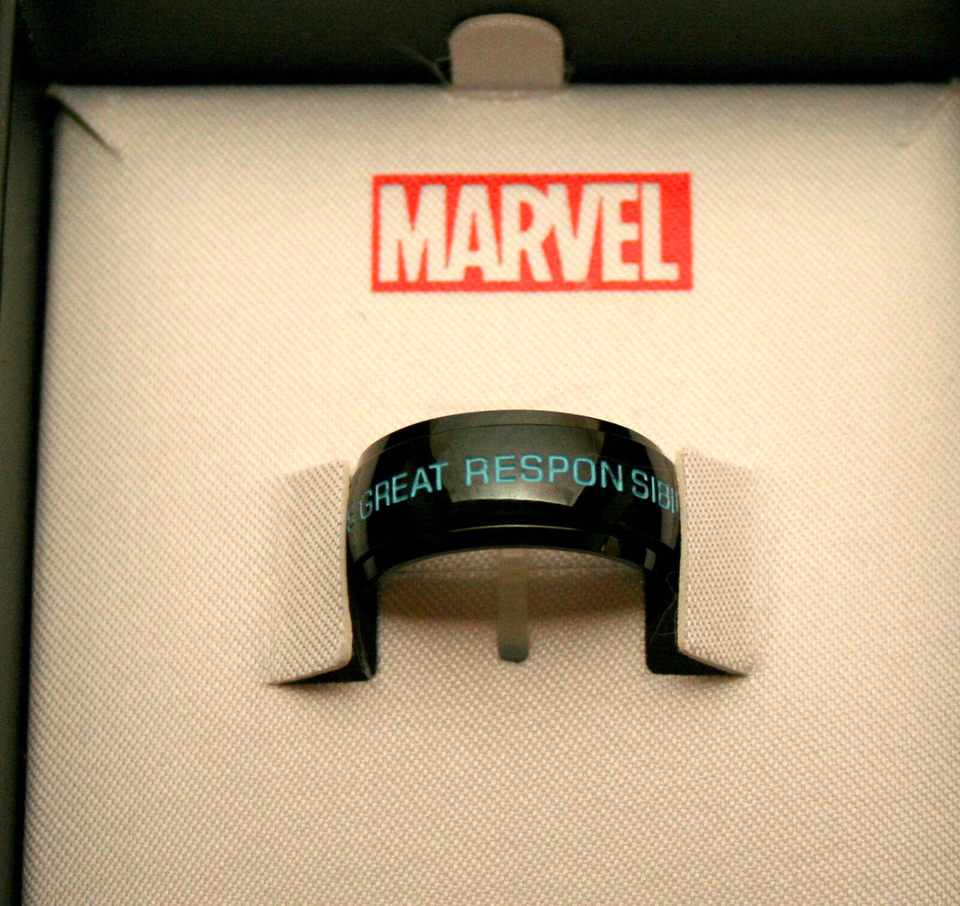 Marvel Spiderman Ring Great Power Comes Responsibility New NOS Box sz 9 ...