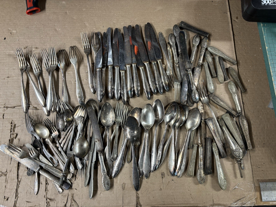 70 Piece Mixed Lot 12 Pounds VTG Antique Silver plate Flatware for ...