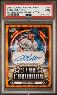 2024 Topps Cosmic Chrome Andy Pettitte Star Command Orange Auto /25 PSA 9 MINT | eBay