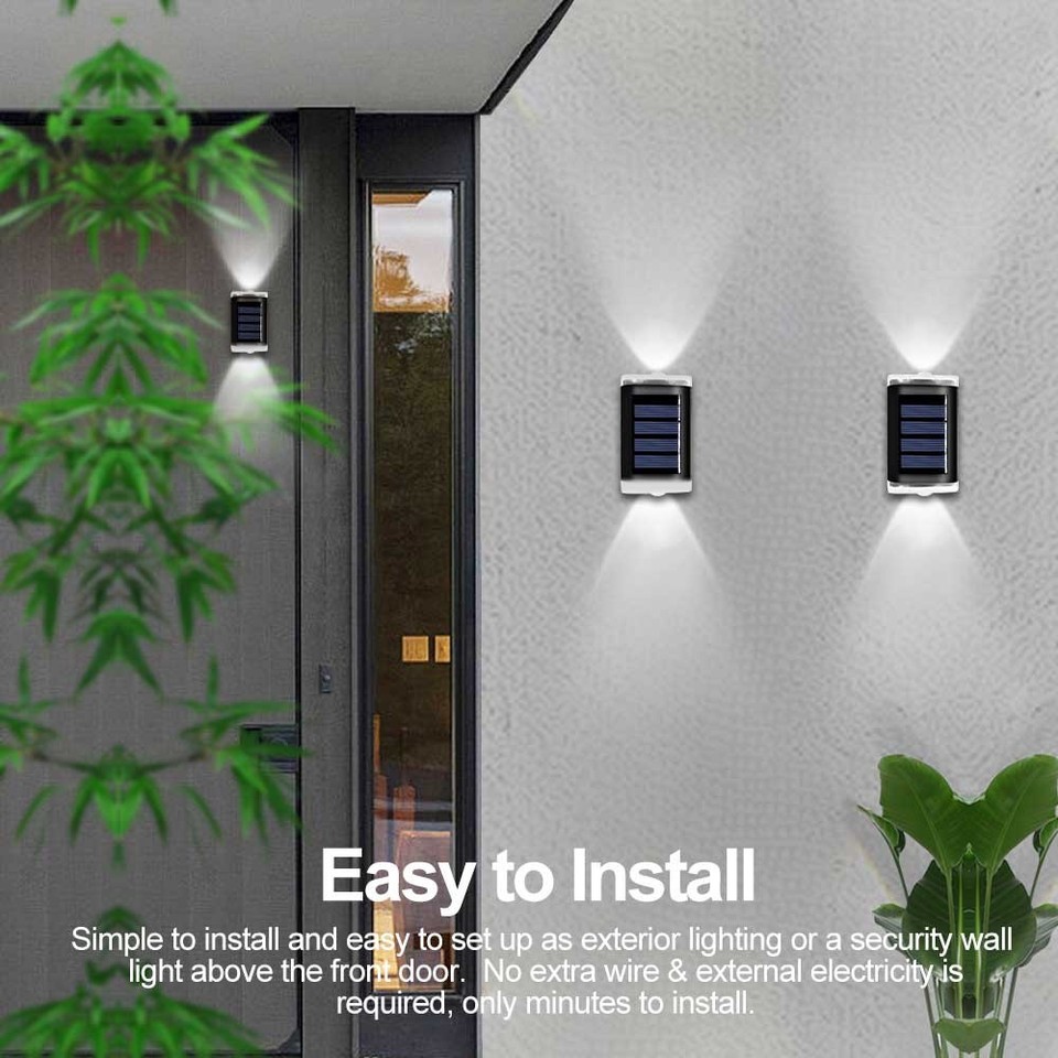 4X Super Bright Solar Powered Door Fence Wall Lights LED Outdoor Garden ...